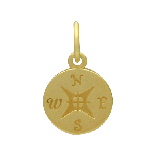 Sterling Silver Compass Gold Charm – anniereh.com